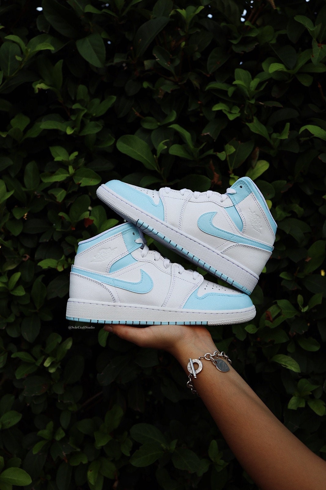 Custom Nike Jordan 1 Mid light Blue Custom Painted - Etsy