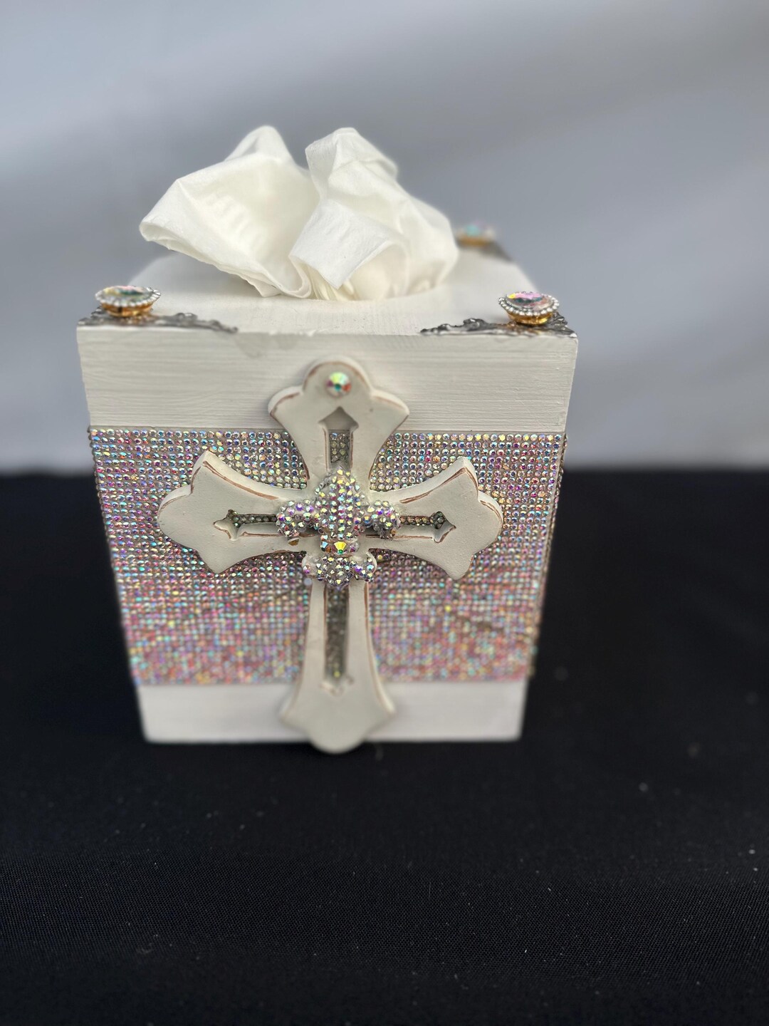 Tissue Box With Rhinestones and Swarovski Crystals Accented With French ...