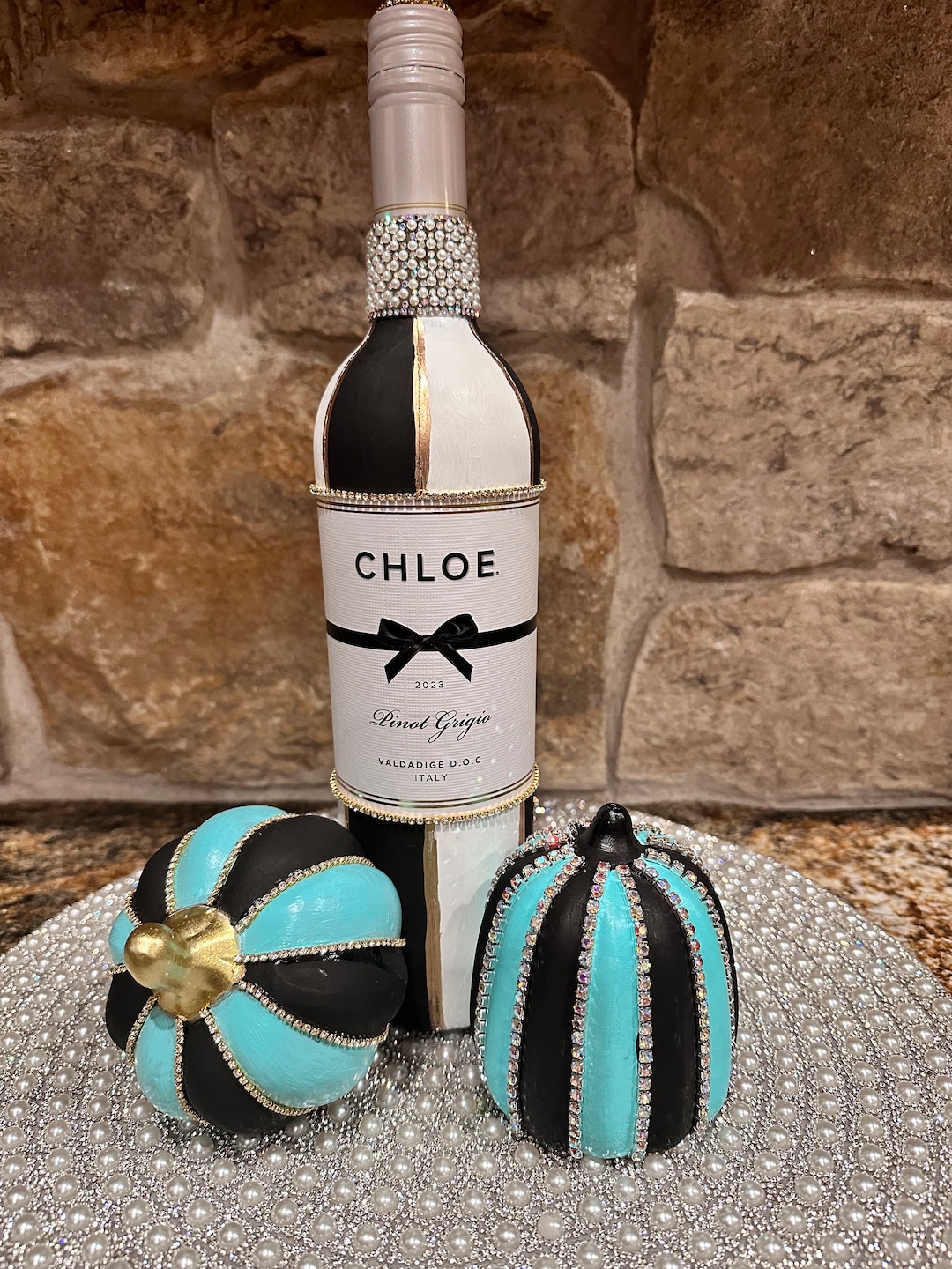 Decorative Pumpkin, Tiffany Blue Pumpkin, Embellished Pumpkin, Tabletop ...