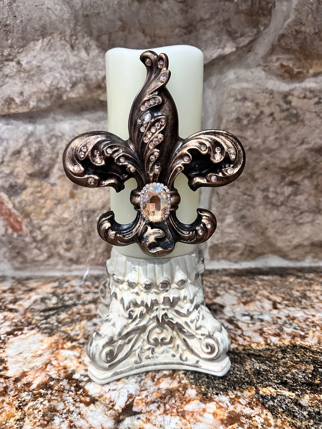 Candle Pin, Fleur De Lis, Embellished, Candle Accessory, Unique Gift ...