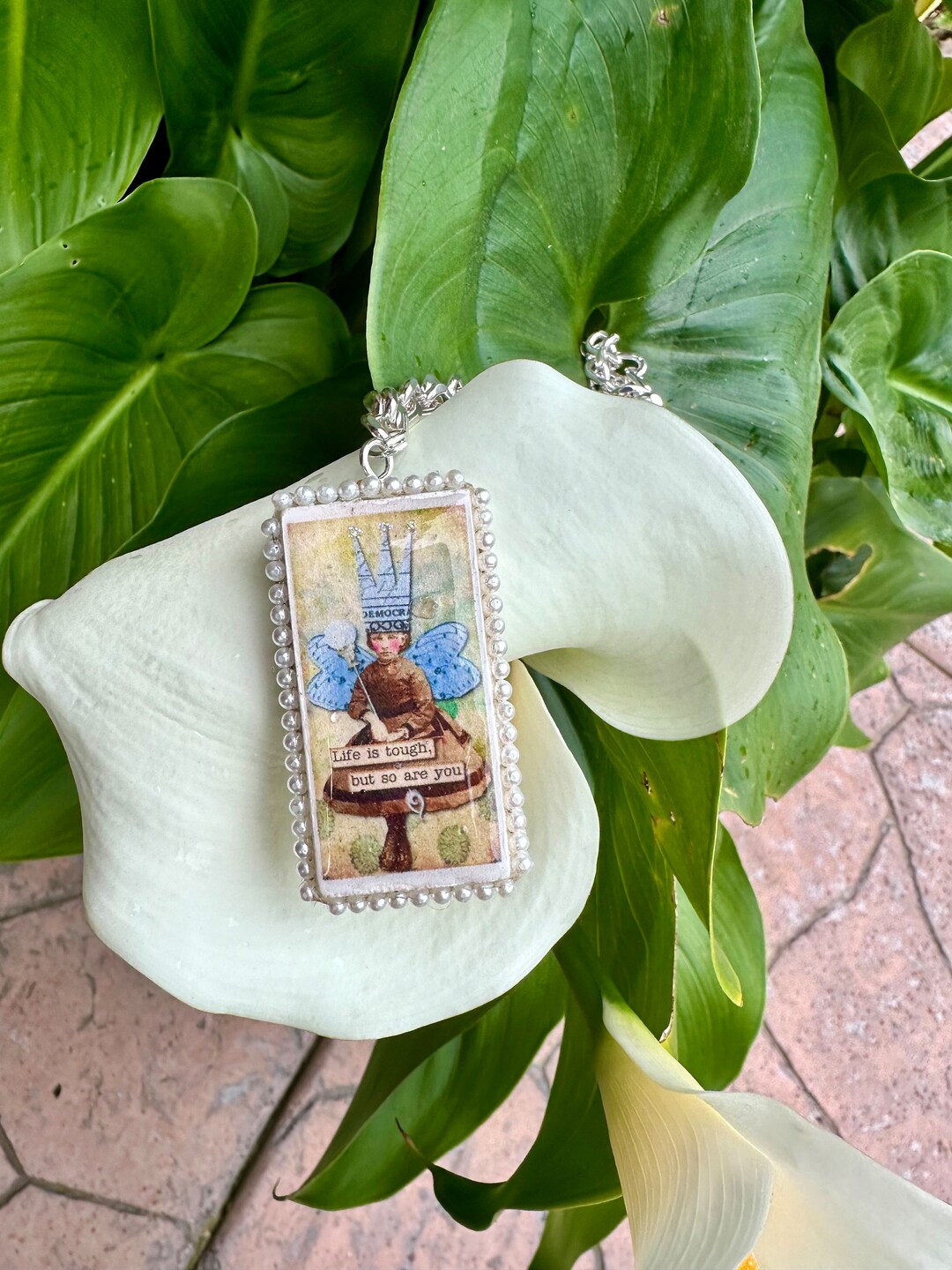 Recycled Domino Necklaces, Cute Quotes, Reversible, Crown, Handmade ...