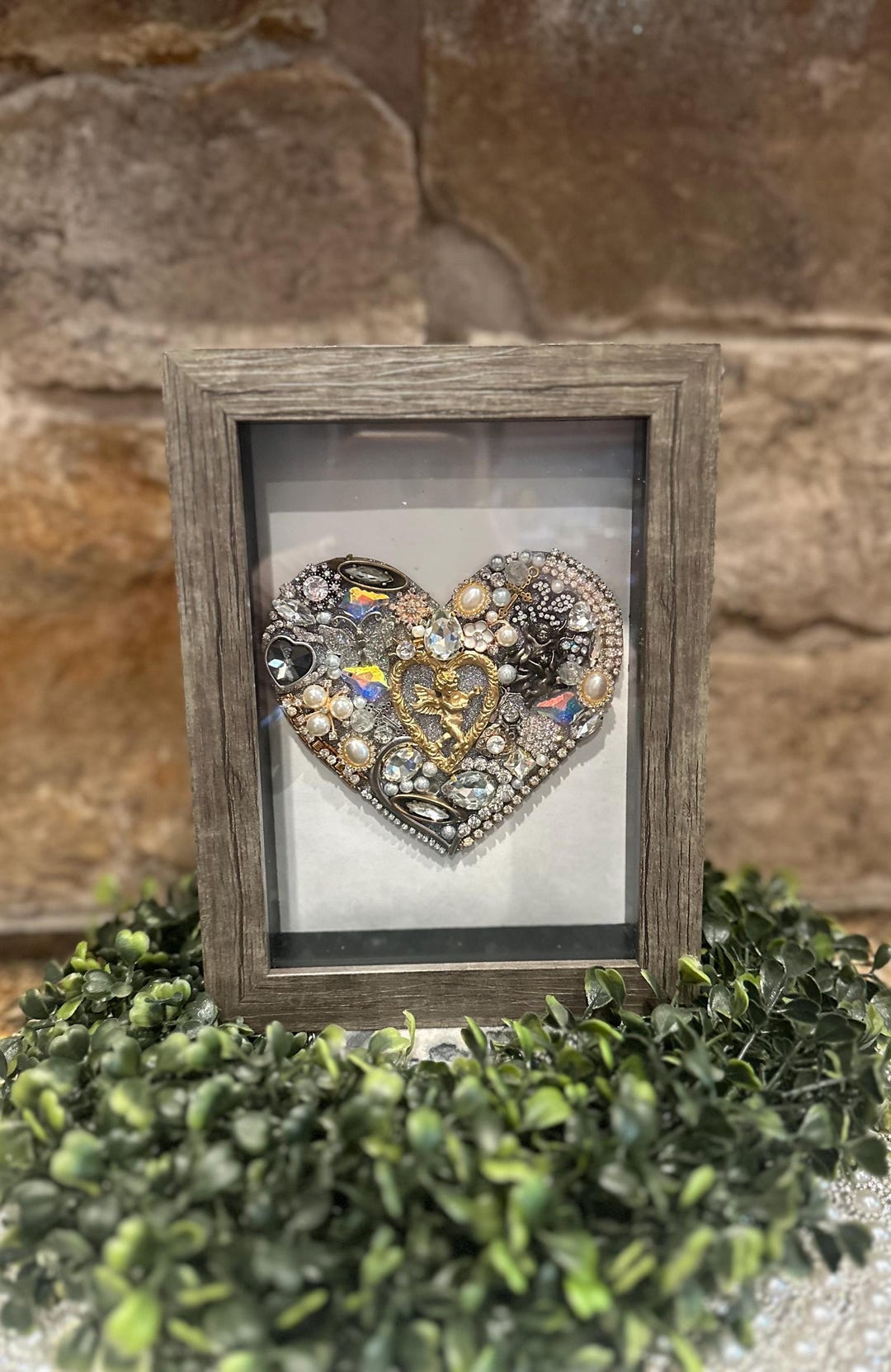 Decorative Shadow Box, Heart Wall Decor, Framed Heart Shadow Box, Heart ...