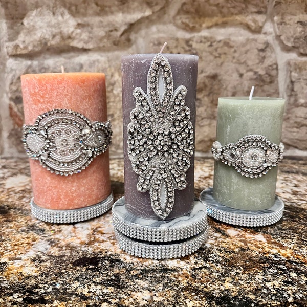 Rhinestone Candle - Etsy