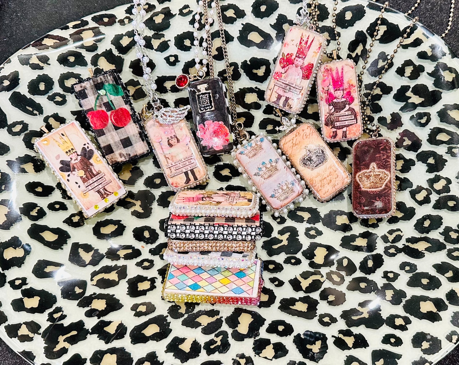 Vintage Upcycled Domino Necklaces, Cute Quotes, Reversible, Handmade ...