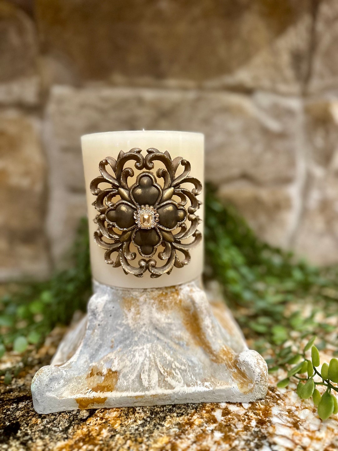 Candle Pin, Flower, Scroll, Embellished, Candle Accessory, Unique Gift ...
