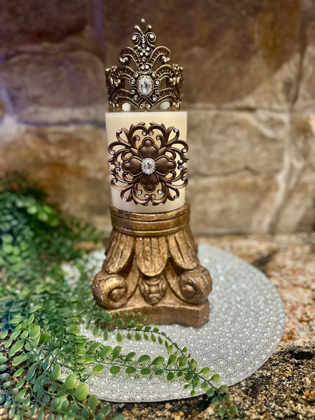 Candle Pin, Flower Scroll, Embellished, Candle Accessory, Unique Gift ...