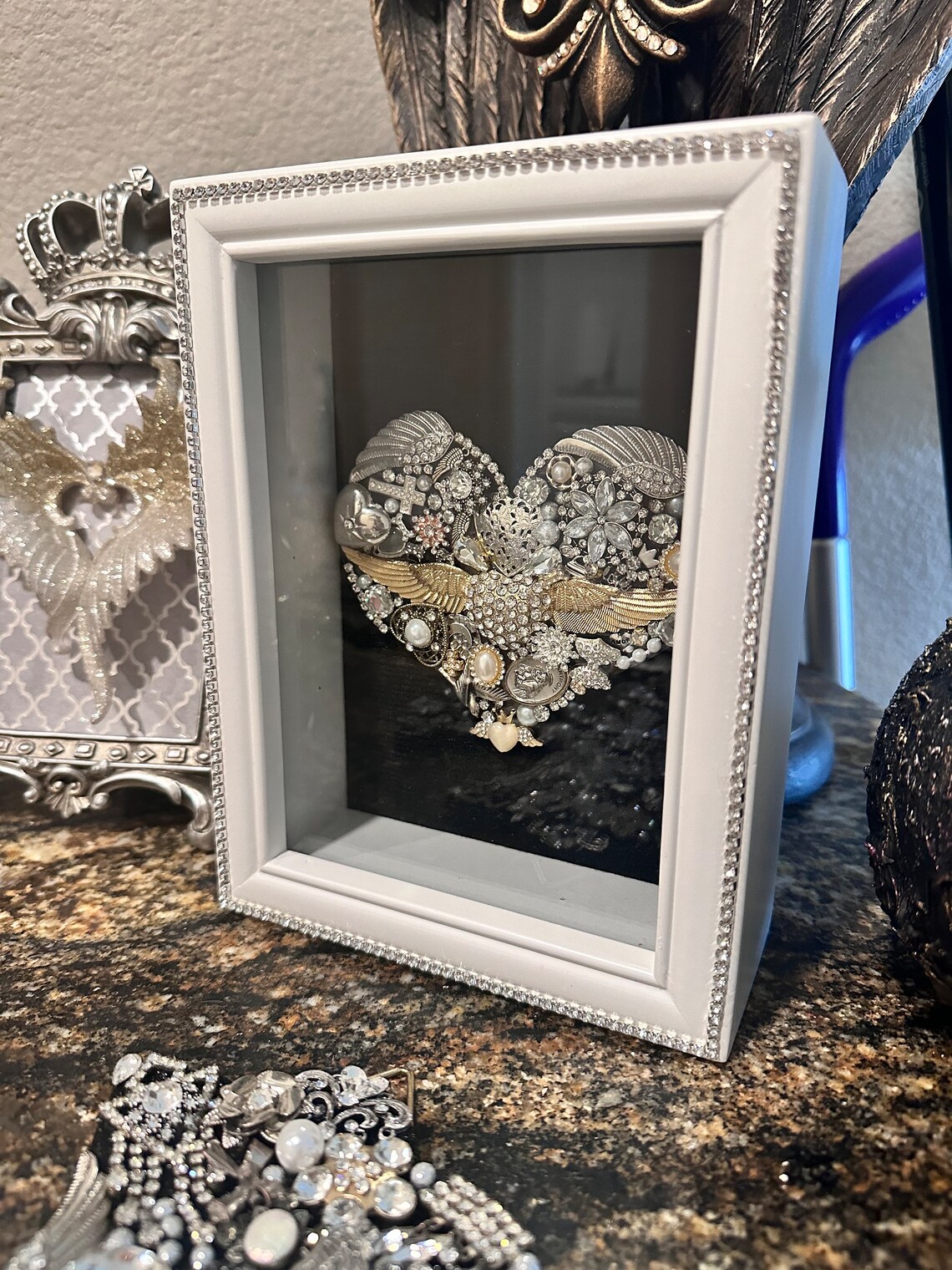 Decorative Shadow Box, Heart Wall Decor, Framed Heart Shadow Box, Heart ...