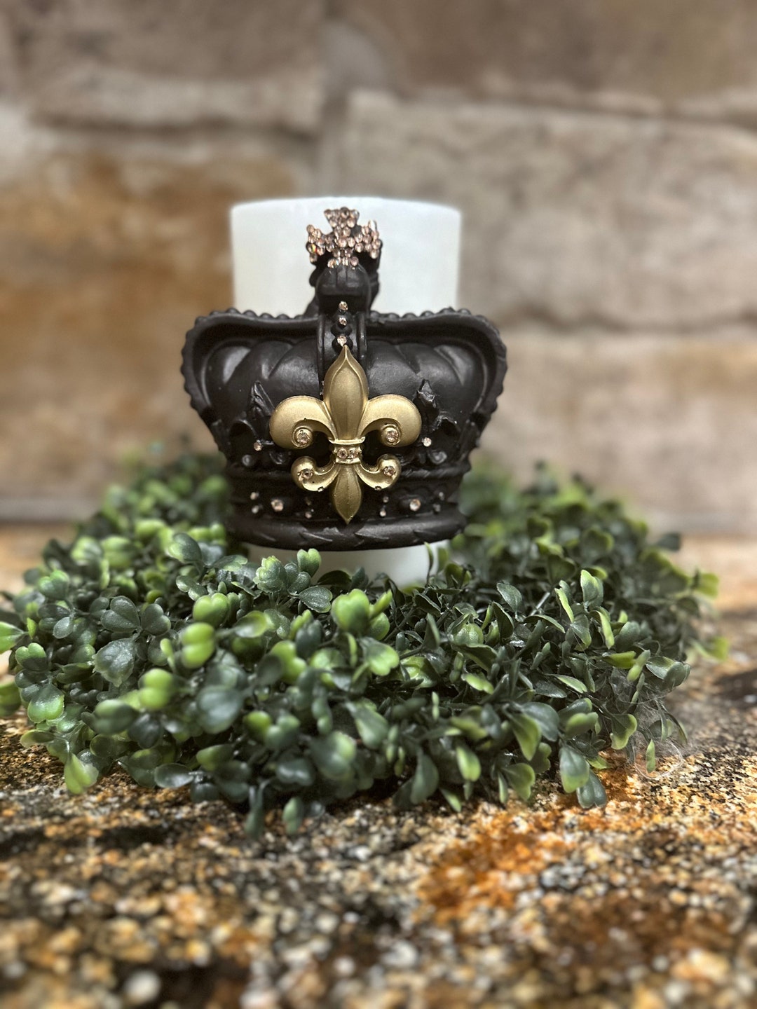 Crown Candle Pin Fleur De Lis Embellished, Candle Accessory, Unique ...