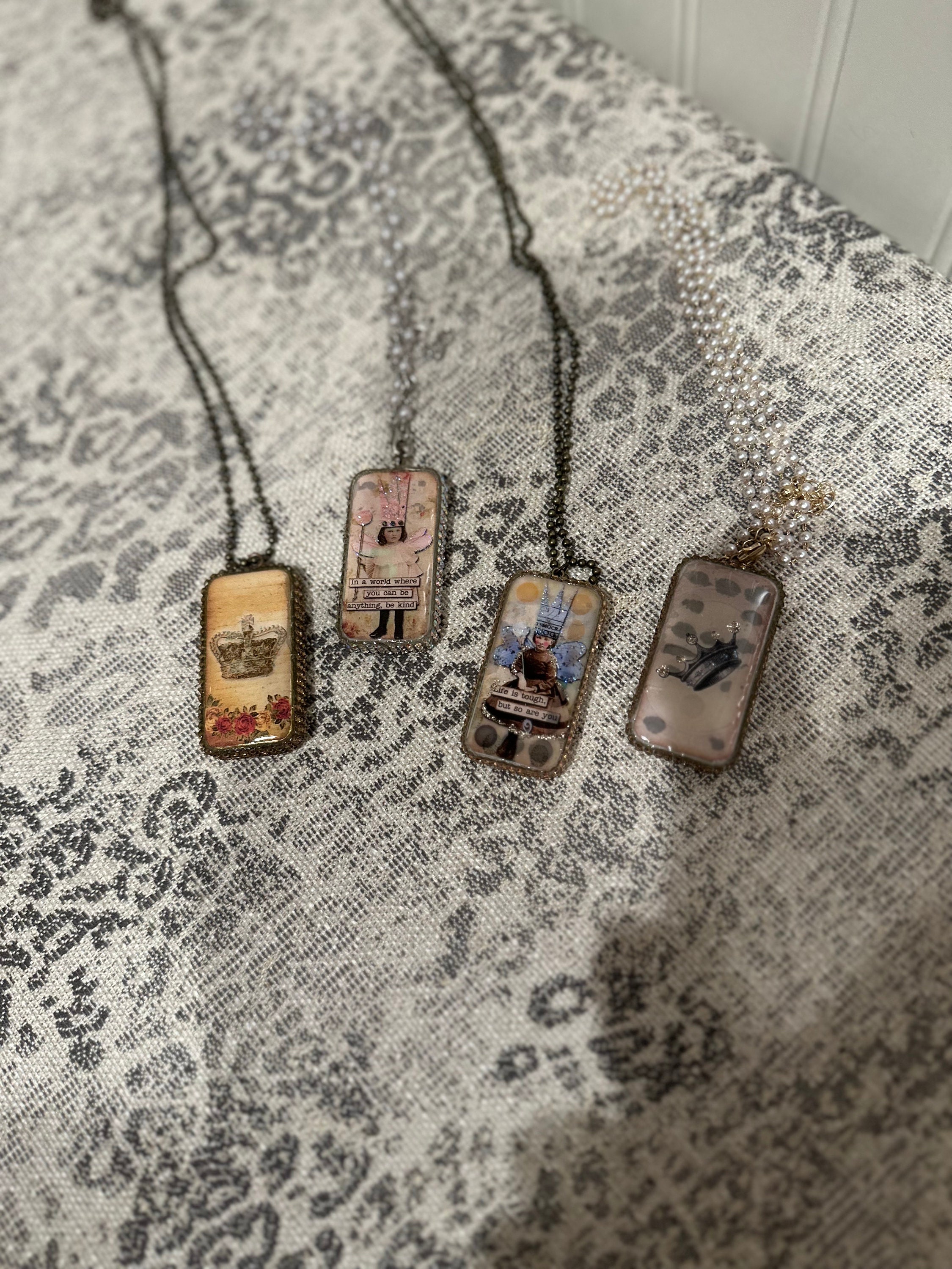 Vintage Upcycled Domino Necklaces, Cute Quotes, Reversible, Handmade ...