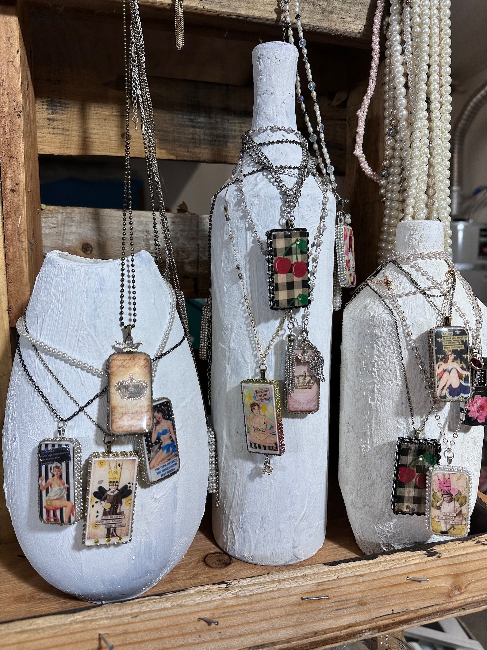 Vintage Upcycled Domino Necklaces, Cute Quotes, Reversible, Handmade ...