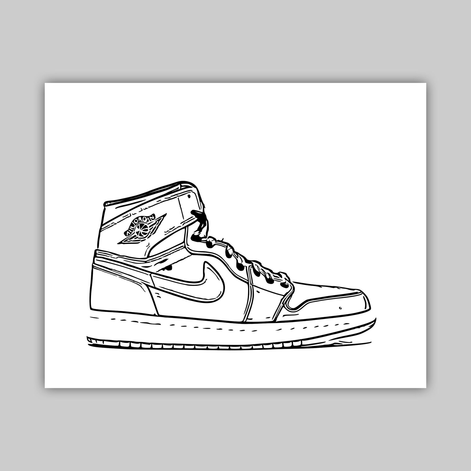 Air Jordan 1 Digital Print AJ1 Digital Drawing Line Art - Etsy