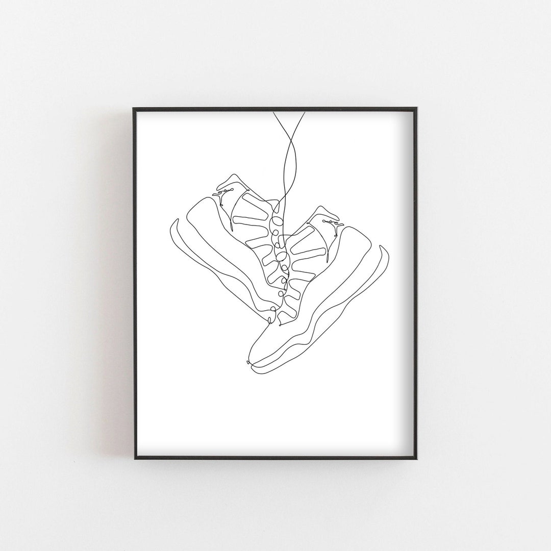 Sneaker Digital Print, Line Art, Shoes Over Power Line Print ...