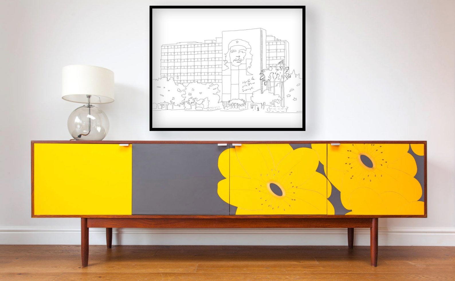 Che Guevara Building Havana Cuba Line Drawing Architecture | Etsy