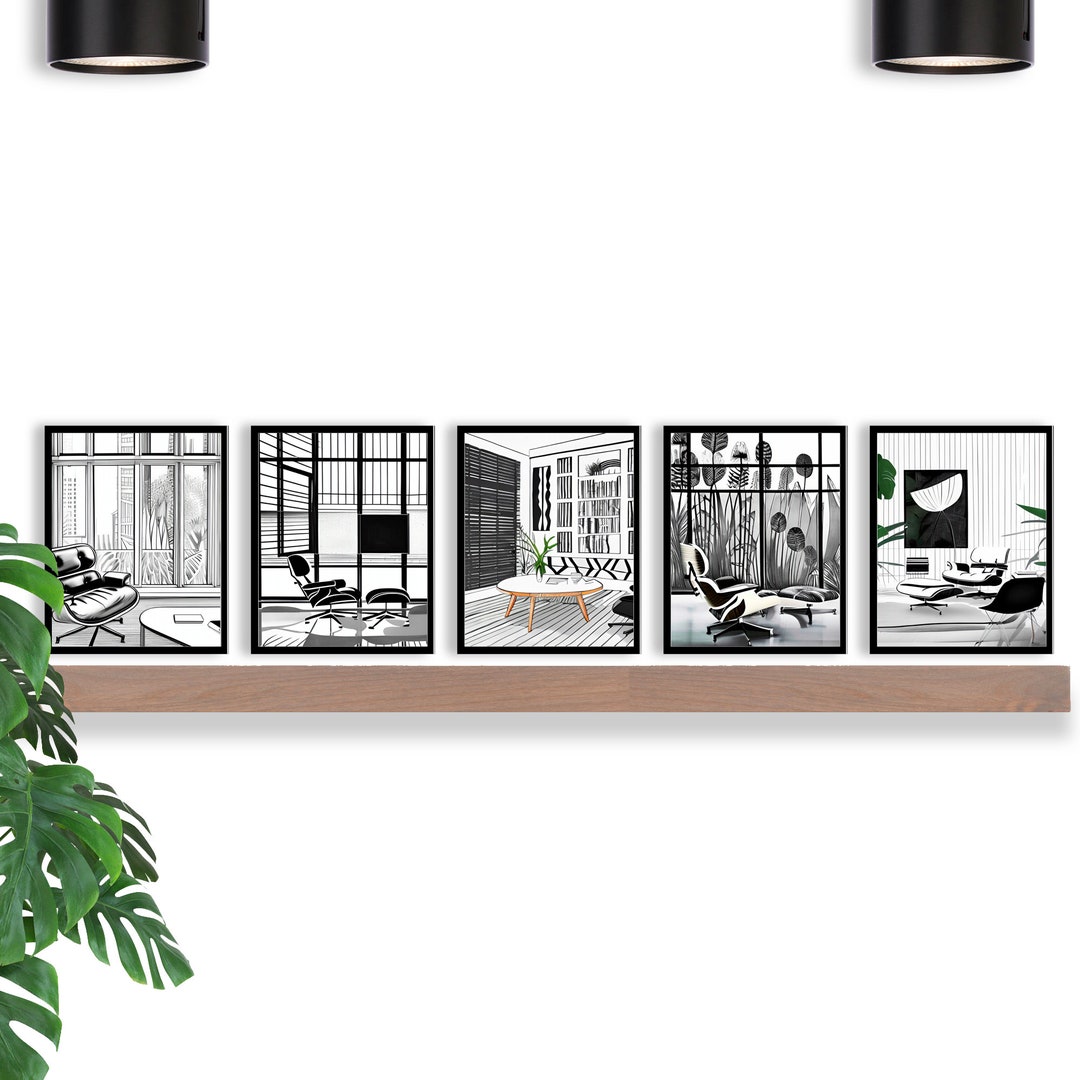 Five Eames Chair Digital Prints 2nd Edition, Midcentury Prints ...