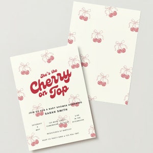 EDITABLE She's the Cherry on Top Trendy Baby Shower Invite - Etsy