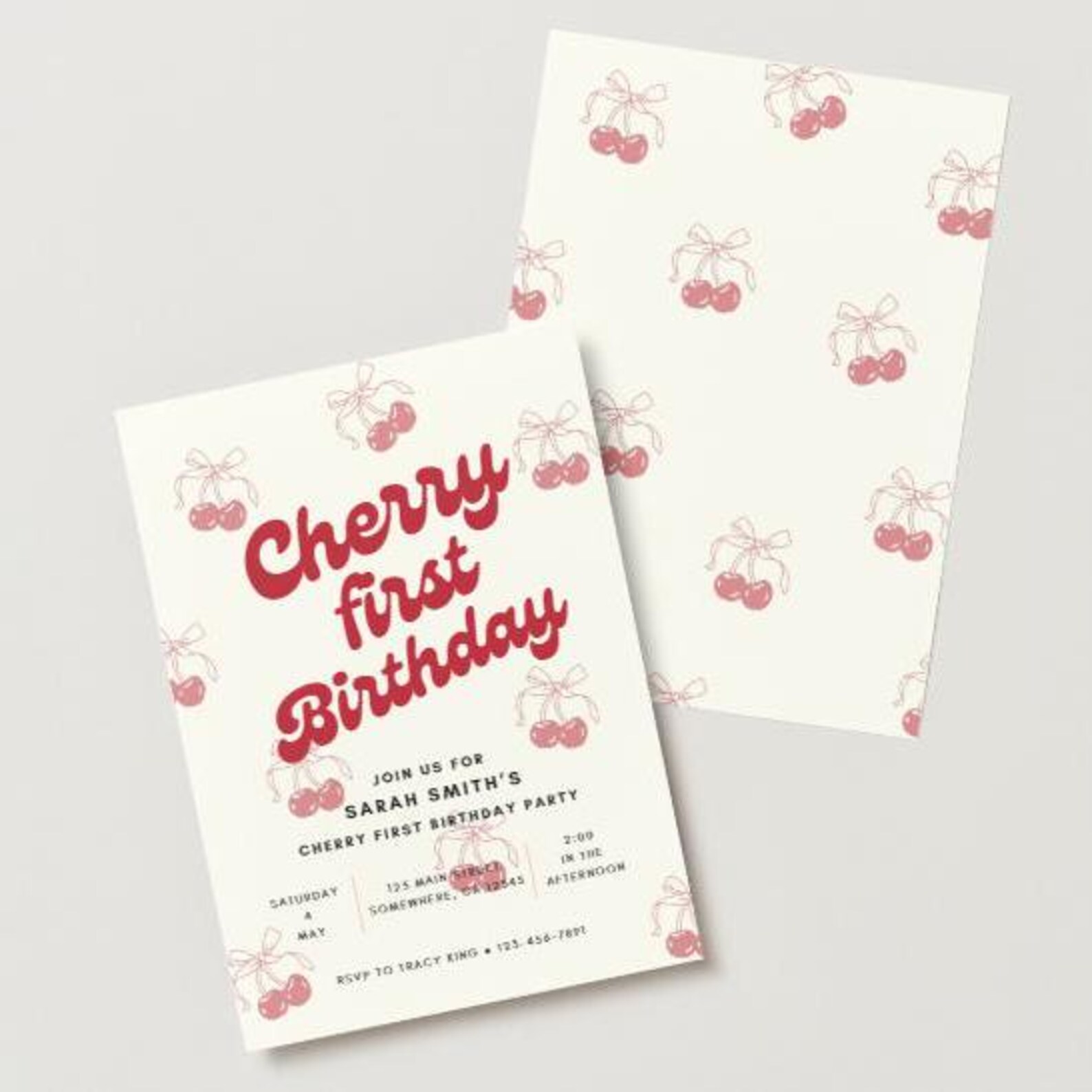 EDITABLE Cherry First Birthday Trendy 1st Birthday Party Invite - Etsy