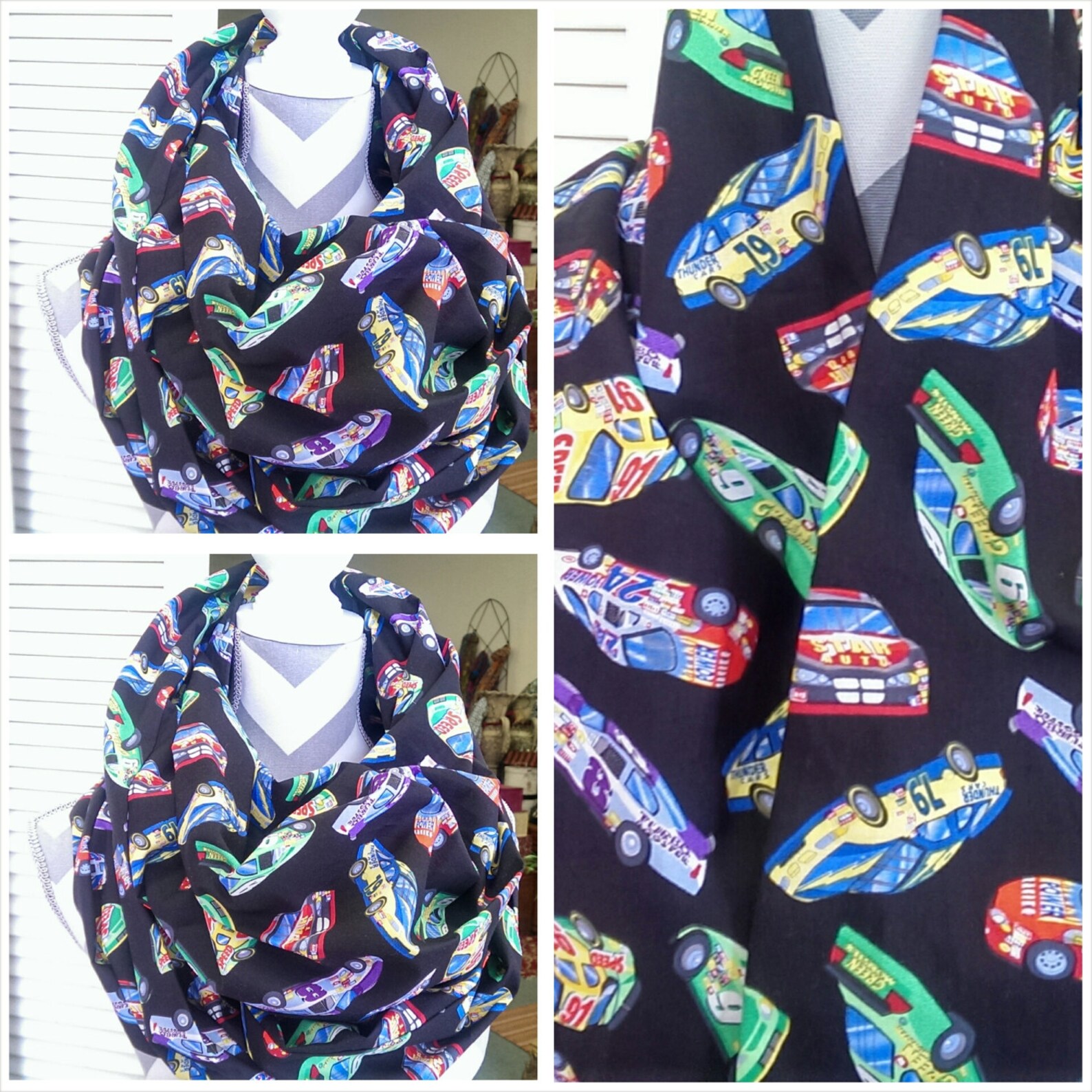 Mens Scarves, Fashion Scarf, Infinity Scarf, Race Car Scarf, Loop Scarf ...