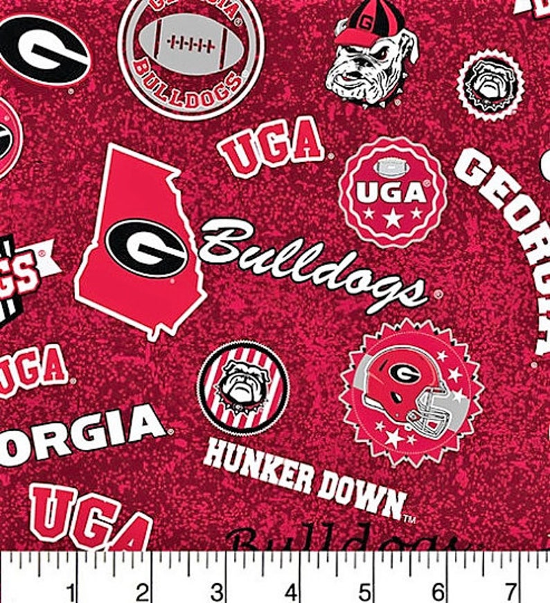 Ga Bulldogs Fabric, UGA Fabric, Quilting Fabric, Sports Fabric, Mask ...
