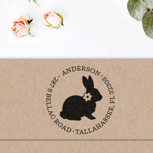 Return Address Stamp Cute Custom Address Stamp With Bunny - Etsy