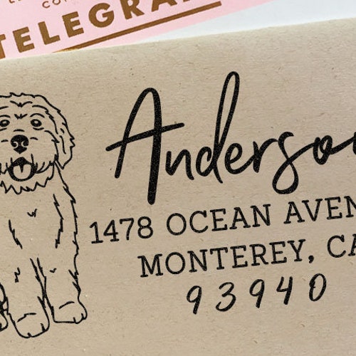 Labradoodle Return Address Stamp Dog Stamp Housewarming & - Etsy