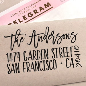 Custom Address Stamp, Cute Return Address Stamp With a Fancy Brush Font ...