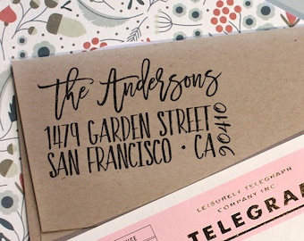 Custom address stamp Return Address Stamp with a fancy font | Etsy