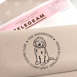 Custom Address Stamp, Goldendoodle Dog Return Address Stamp, Customized ...