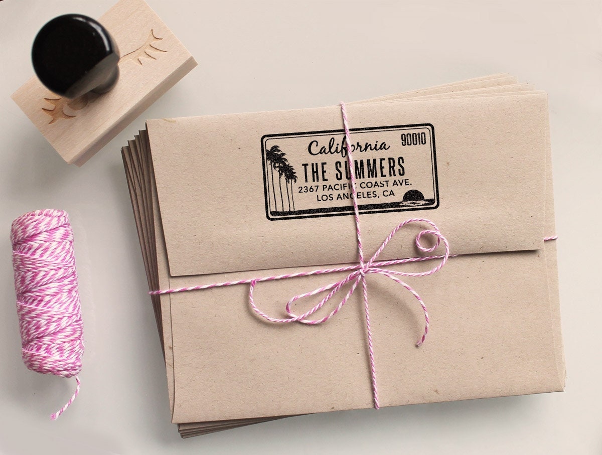 Custom Address Stamp - California License Plate Return Address Stamp ...