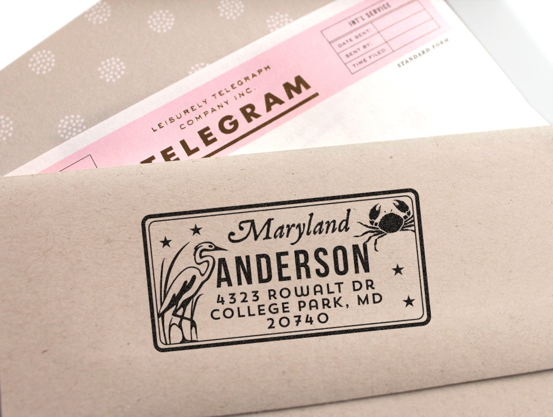 Custom Maryland License Plate Return Address Stamp for Weddings ...