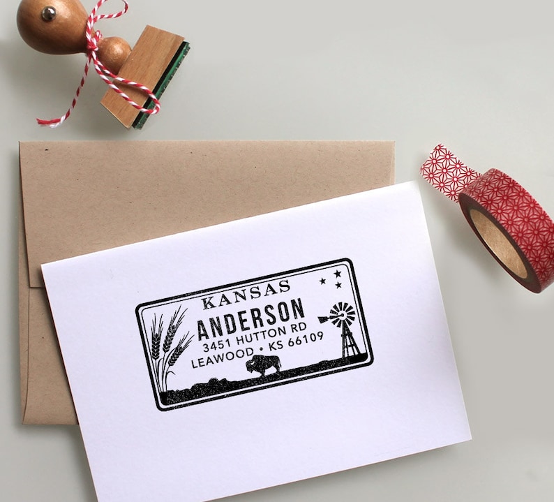 Custom Kansas License Plate Return Address Stamp for Weddings | Etsy