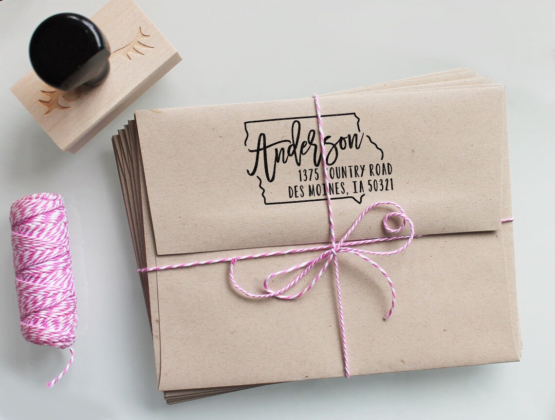 Custom Iowa Map Return Address Stamp Perfect Gift for | Etsy