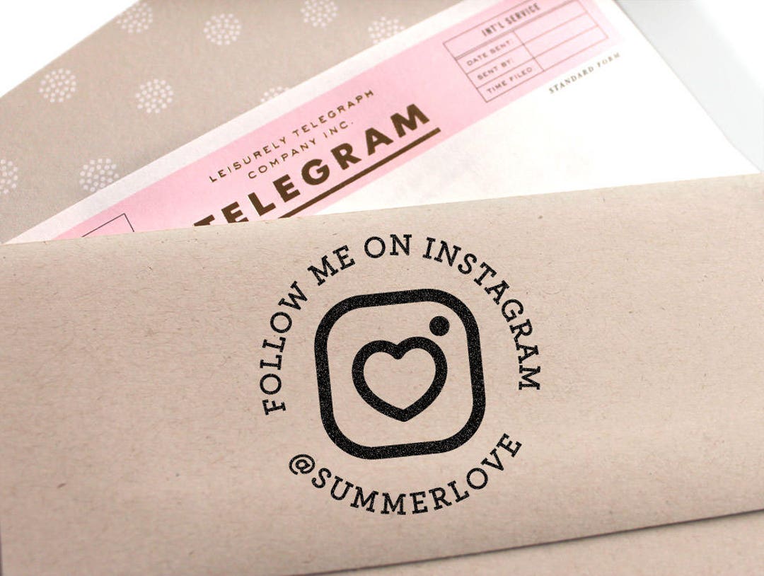 Custom Social Media Rubber Stamp With a Heart and the New Instagram ...