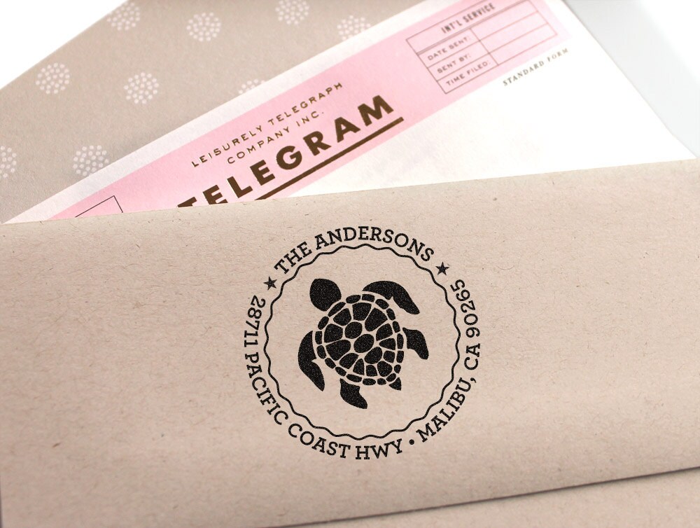 Custom Address Stamp Sea Turtle Address Stamp, Customized Gift for ...