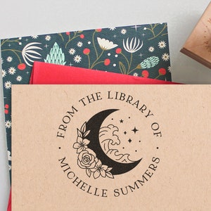 Floral Library Stamp From the Library of Teacher Stamp Gift Flowers ...