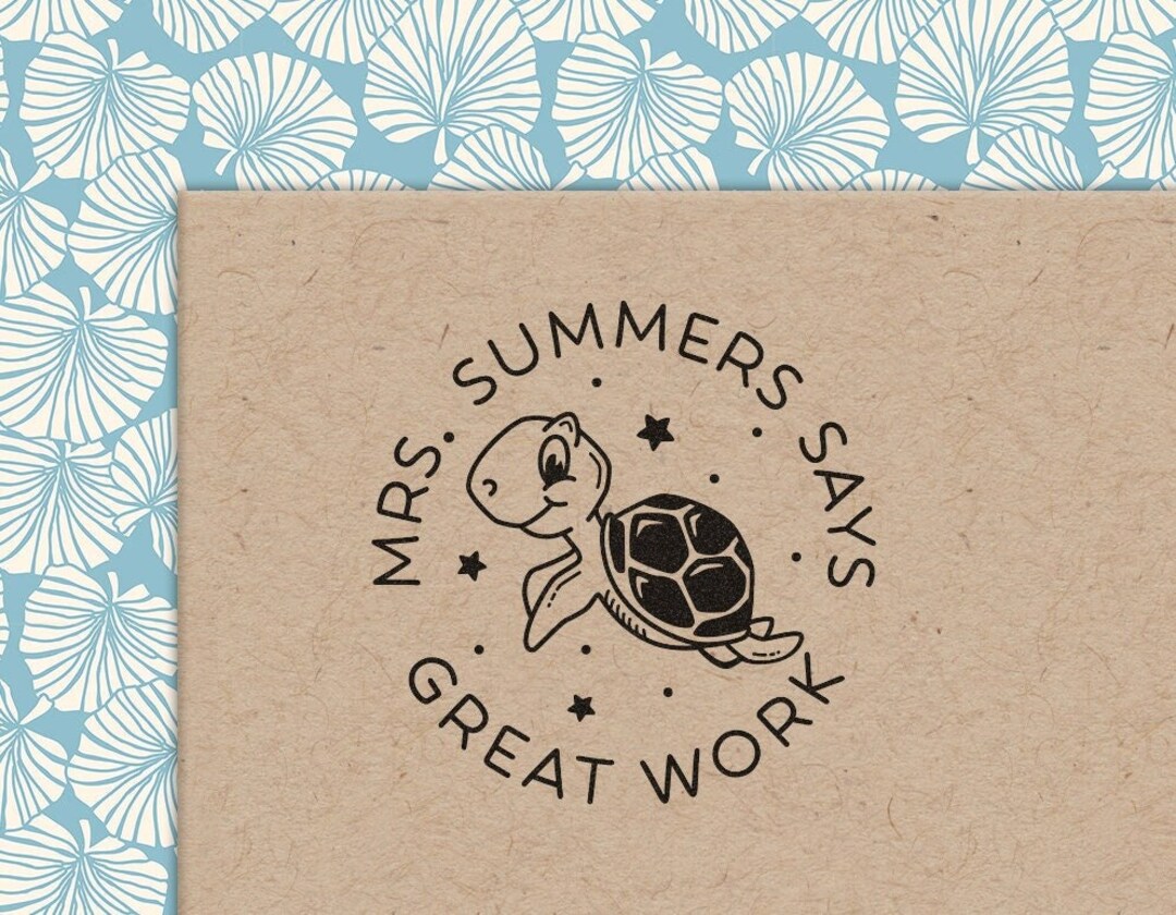 Custom Teacher Stamp Cute Turtle Classroom Stamp Personalized Teacher ...