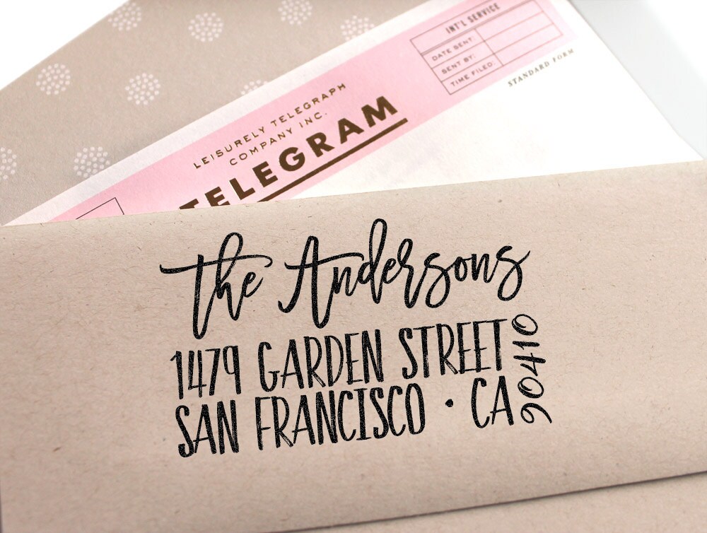 Custom address stamp Cute Return Address Stamp with a fancy | Etsy