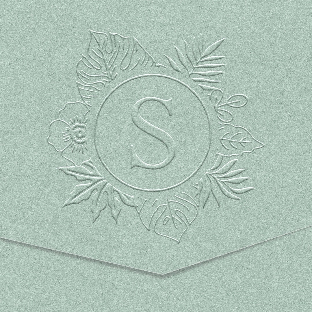 Tropical Monstera Monogram Logo Embosser Elegant Decorative Emblem ...