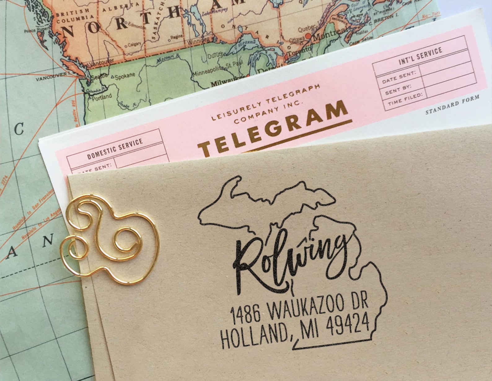 Return Address Stamp Custom Michigan State Address Stamp - Etsy