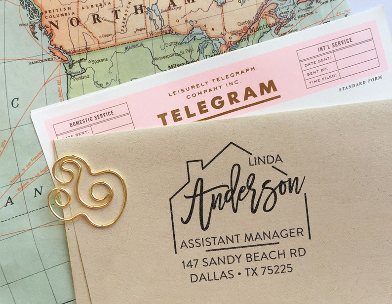 Custom Return Address Stamp With House Real Estate Stamp - Etsy