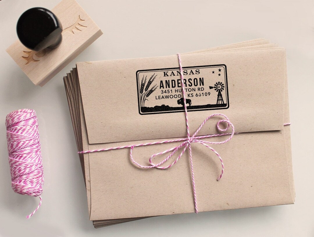 Custom Kansas License Plate Return Address Stamp for Weddings ...