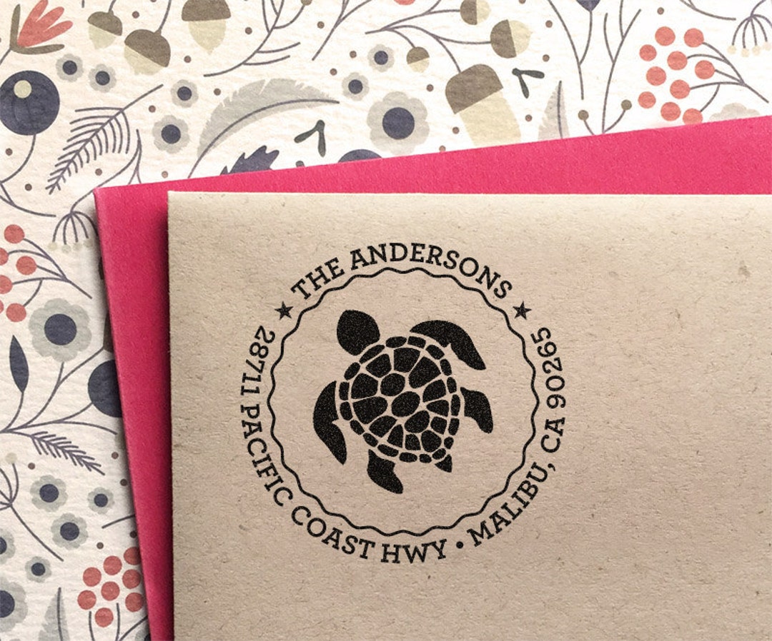 Custom Address Stamp Sea Turtle Address Stamp, Customized Gift for ...