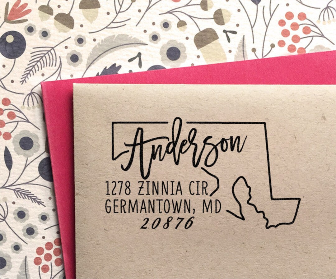 Custom Maryland Map Return Address Stamp, Perfect Gift for Holidays ...