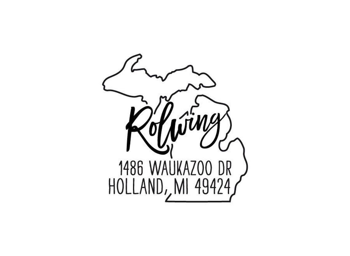 Return Address Stamp Custom Michigan State Address Stamp - Etsy