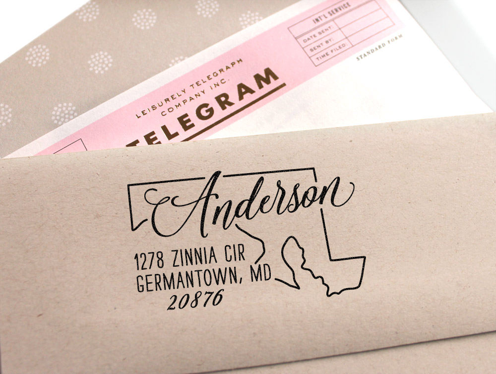 Custom Maryland Map Return Address Stamp, Perfect Gift for Holidays ...