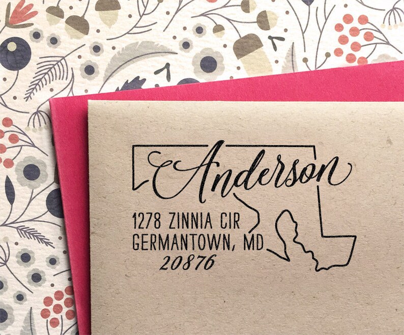 Custom Maryland Map Return Address Stamp, Perfect Gift for Holidays ...