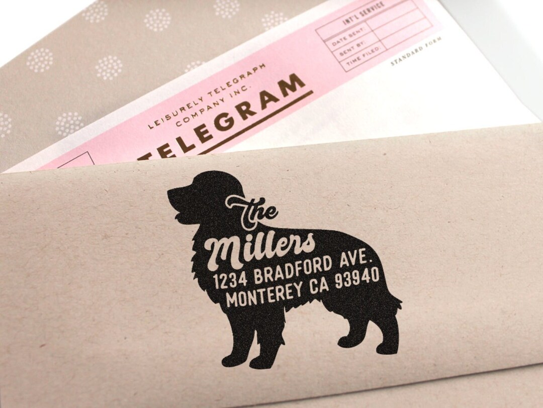 Custom Address Stamp Golden Retriever Dog Return Address Stamp ...