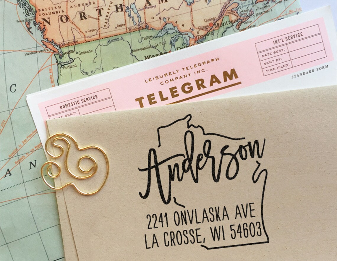 Custom Wisconsin State Return Address Stamp Perfect Gift for - Etsy