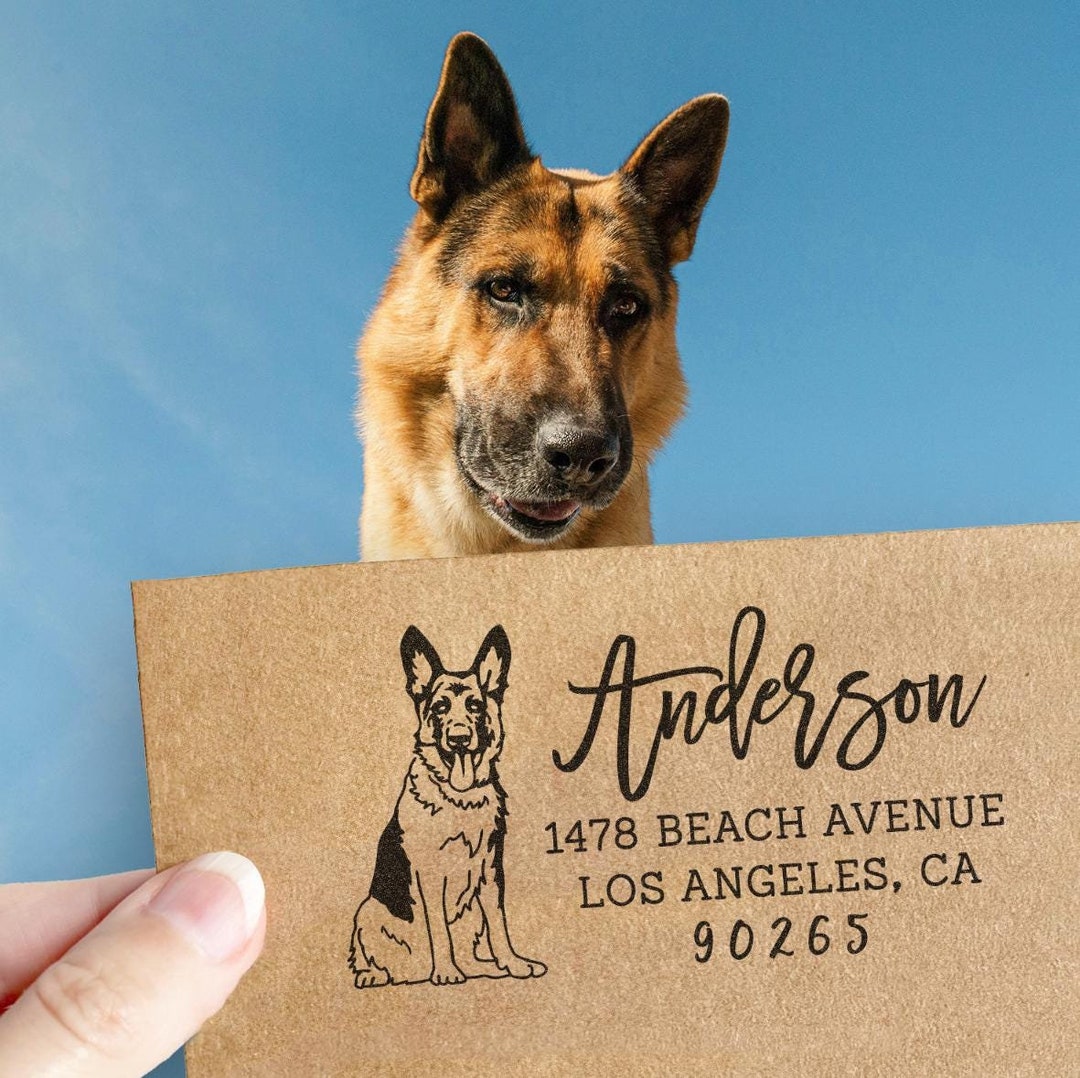 Custom Address Stamp German Shepherd Return Address Holiday ...
