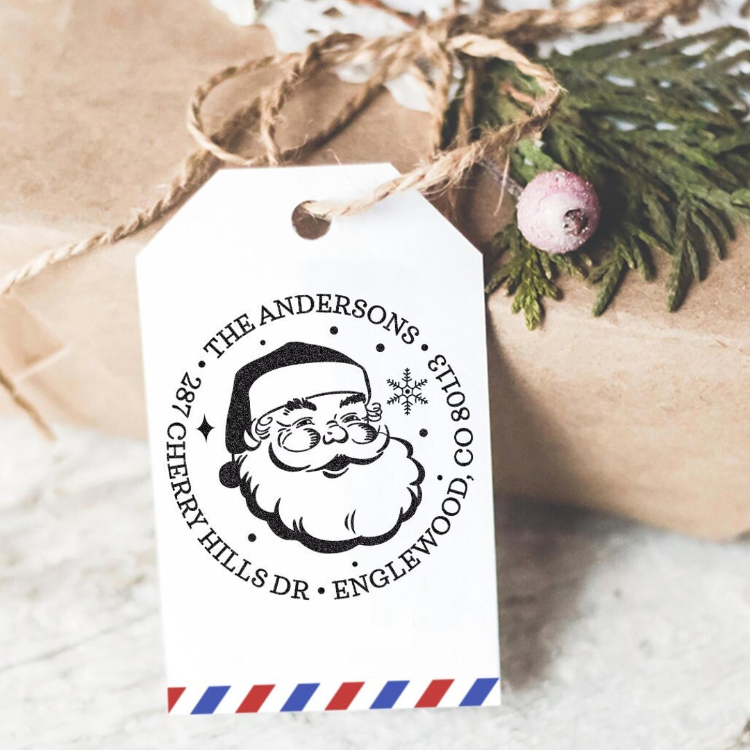 Christmas Address Stamp Return Address Stamp Santa Claus Holiday Gift ...