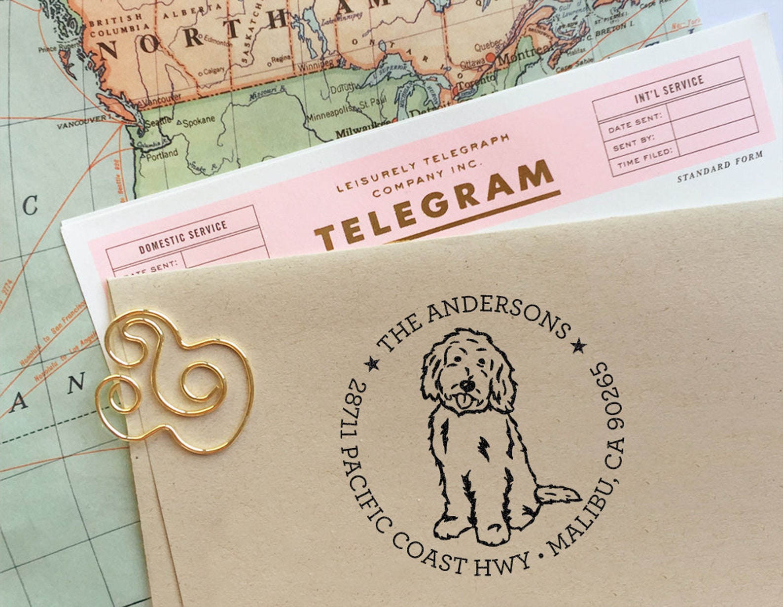 Custom Address Stamp, Goldendoodle Dog Return Address Stamp, Customized ...